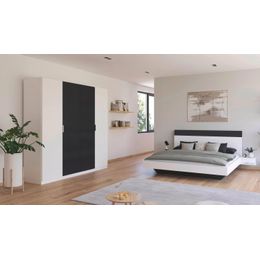 Schlafzimmer-Set Rauch "Monza" Schlafzimmermöbel-Sets Gr. Bett 180 x 200 cm + ohne Matratze, B/H: 180 cm x 200 cm, weiß (alpinweiß, graumetallic) Komplett Schlafzimmer
