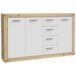 Sideboard FORTE "Baccio" Sideboards Gr. B/H/T: 152,6 cm x 91,5 cm x 34 cm, 4, weiß (artisan eiche, weiß) Sideboards