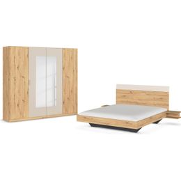 Schlafzimmer-Set Rauch "Monza" Schlafzimmermöbel-Sets Gr. Bett 160 x 200 cm + ohne Matratze, B/H: 160 cm x 200 cm, braun (eiche artisan, champagner) Komplett Schlafzimmer
