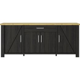 Buffet GAMI "Sequoia" Schränke Gr. B/H/T: 220 cm x 93 cm x 50 cm, 4 St., schwarz Anrichten Buffetschränke