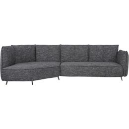 Loungesofa DESIGNWERK "Faber" Sofas Gr. B/H/T: 330 cm x 95 cm x 171 cm, Feines Flachgewebe in Leinenoptik, wasserabweisend KEY WEST, Recamiere links, grau (dark grey) Lounge-Sofa Lounge-Gartenmöbel Loungesofa mit Rückenteil-und-Armteilverstellung, L-Form