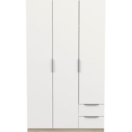 Drehtürenschrank Demeyere Group "Kinderkleiderschrank, 2 Schubladen, 3 Türen" Schränke Gr. B/H/T: 119,4 cm x 203 cm x 51,1 cm, 3 St., weiß (kronberg eich, matt weiß) Drehtürenschränke