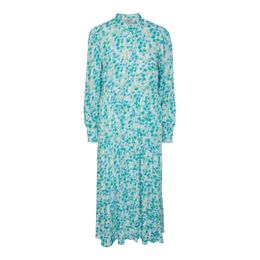 Maxikleid Y.A.S "YASALIRA LS LONG SHIRT DRESS S. NOOS" Gr. L (40), N-Gr, grün (quiet green aop:fuzzy flower) Damen Kleider Langarm