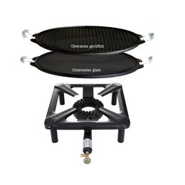 ALLGRILL Hockerkocher-Set (groß) mit Gusseisen-Grillplatte Ø 42 cm inkl. Zündsicherung