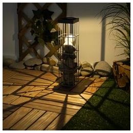 Solar Gartenlampe für Außen Solarleuchte Outdoor Solarlampe zum befüllen, Fackel Gabionen-Optik, LED Akku, L x H 10x40 cm