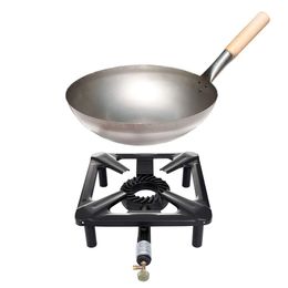 ALLGRILL Hockerkocher-Set (klein) - ohne Zündsicherung mit Stahl-Wok Ø 30 cm