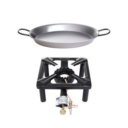 ALLGRILL Hockerkocher-Set klein mit Zündsicherung Paella Pfanne Stahl Ø 32 cm