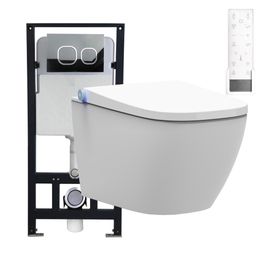 WC-Komplettpaket 26: Bernstein DUSCH-WC PRO+ 1104 und Soft-Close Sitz mit Vorwandelement G3004A und Betätigungsplatte vorne