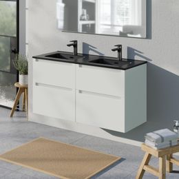 Bernstein Waschtischunterschrank VIREO 120cm mit Doppelwaschbecken schwarz - Farbe wählbar