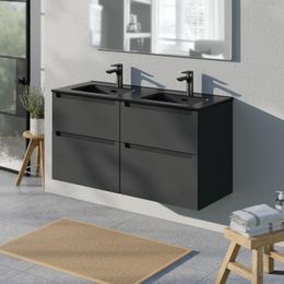 Bernstein Waschtischunterschrank VIREO 120cm mit Doppelwaschbecken schwarz - Farbe wählbar