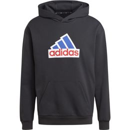Adidas Hoodie, Logo-Print, Kängurutasche, für Herren, schwarz, XL