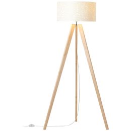 Stehlampe Brilliant "Galance" Lampen Gr. 1 flammig, Ø 50 cm Höhe: 158 cm, weiß (holzfarben hell, weiß) Standleuchte Stehlampe Standleuchten