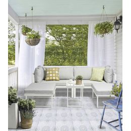 Gartenlounge-Set Destiny "LONG BEACH" Sitzmöbel-Sets Gr. Polyester, unterschiedliche Aufbaumöglichkeiten, beige (elfenbein, elfenbein weiß, weiß) Outdoor Möbel