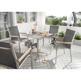 Garten-Essgruppe Destiny "MACAO LOFT" Sitzmöbel-Sets silberfarben (edelstahl gebürstet) Outdoor Möbel