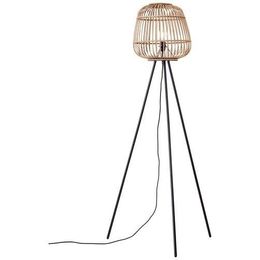 Stehlampe Brilliant "Nikka" Lampen Gr. 1 flammig, Ø 76 cm Höhe: 155 cm, schwarz (schwarz, natur) Standleuchte Stehlampe Standleuchten
