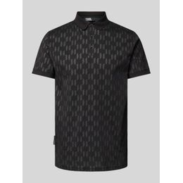 K by KARL LAGERFELD Slim Fit Poloshirt mit Allover-Logo-Muster