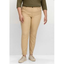 sheego Stretch-Hose Große Größen im Coloured-Denim-Look, beige