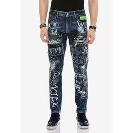 Cipo & Baxx Cipo & Baxx Bequeme Jeans mit Farbspritzern und Nieten, blau