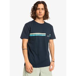 Quiksilver T-Shirt »Striped Flow« Navy Blazer L L Stoff: Leichter Baumwolljersey
