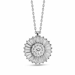 dKeniz Kette mit Anhänger »925/- Sterling Silber rhodiniert Zirkonia Sun« weiß 42cm+3cm Moderner Schmuck