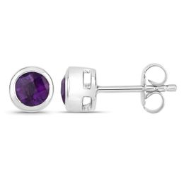 VIRA JEWELS Paar Ohrstecker »925-Sterling Silber rhodiniert glänzend Amethyst violett rund« weiß + lila one-size Handgefertigt in unserer...
