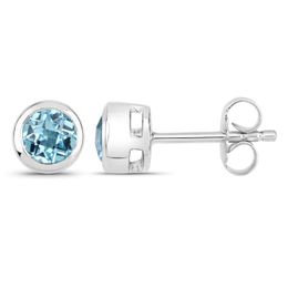 VIRA JEWELS Paar Ohrstecker »925-Sterling Silber rhodiniert Glänzend Topas blau rund« weiß + blau one-size Handgefertigt in unserer hauseigenen...