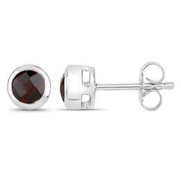 VIRA JEWELS Paar Ohrstecker »925-Sterling Silber rhodiniert glänzend Granat rot rund« weiß + rot one-size Handgefertigt in unserer hauseigenen...