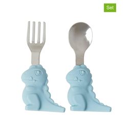 Rice 2tlg. Kinderbesteck-Set in Hellblau - (L)19 cm