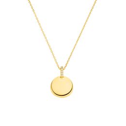 Paul Valentine Engravable Round Pavé Necklace 14K Gold Plated