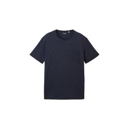 Tom Tailor Herren T-Shirt mit Brusttasche, blau, Streifenmuster, Gr. M