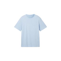 Tom Tailor Herren T-Shirt mit Brusttasche, blau, Streifenmuster, Gr. M