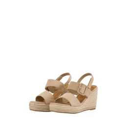 Tom Tailor Damen Keilsandalette mit Schnalle, beige, Uni, Gr. 36