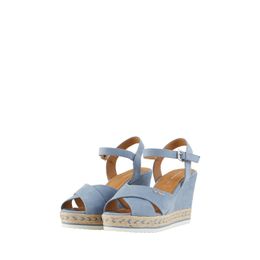 Tom Tailor Damen Keilsandalette mit hochwertigem Kunstleder, blau, Uni, Gr. 39