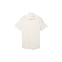 Tom Tailor Denim Herren Hemd aus Baumwolle, weiß, Uni, Gr. XL