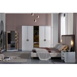 JVmoebel Schlafzimmer-Set Schlafzimmer Komplette Garnitur Modernes Bett Kleiderschrank 5tlg