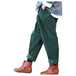 KIKI Haremshose Damen-elastische Taille Corduroy Hose mit Taschen (1-tlg)