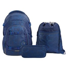 Coocazoo Schulranzen Schulrucksack-Set JOKER Blue Motion 3-teilig (3-teilig)