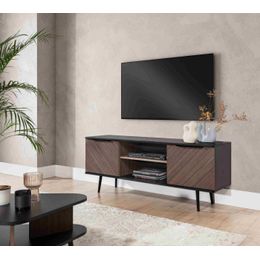 Furnix TV-Schrank Pabllo Fernsehschrank mit Schränken und Metallfüßen Braun/Schwarz 150x60x41
