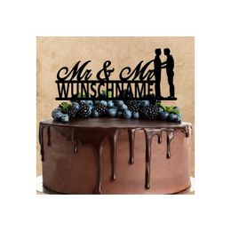 AREA17 Tortenstecker Cake Topper aus Acryl zur Hochzeit Mr & Mr personalisiert mit Namen