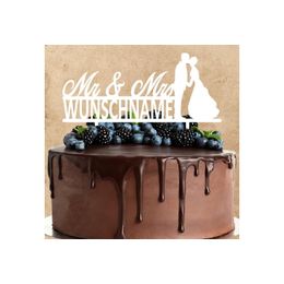 AREA17 Tortenstecker Cake Topper aus Acryl zur Hochzeit Mr & Mrs personalisiert mit Namen