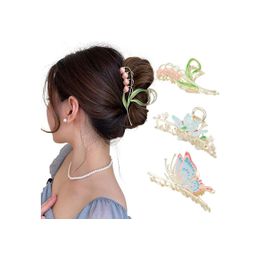 KIKI Haarclip 3 Stück Blumen Metall Haarspangen für Damen – Große Haarkrallen Clips
