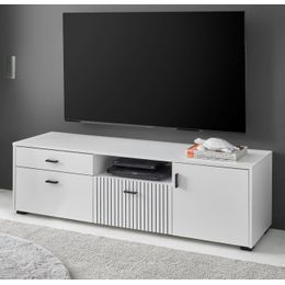 Furn.Design Lowboard Merced (TV Unterschrank in weiß mit schwarz