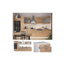 VICCO K&uuml;chenzeile K&uuml;chenblock Einbauk&uuml;che R-Line 350 cm Wei&szlig; Sonoma K&uuml;che