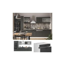VICCO K&uuml;chenzeile K&uuml;chenblock Einbauk&uuml;che R-Line 350 cm Landhaus Wei&szlig; Anthrazit K&uuml;che