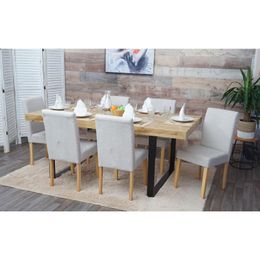 MCW 6er-Set Esszimmerstuhl Stuhl K&uuml;chenstuhl Littau ~ Textil, creme-beige, helle Beine