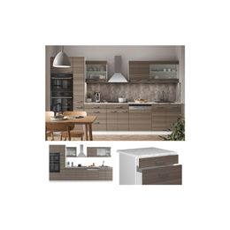 VICCO K&uuml;chenzeile K&uuml;chenblock Einbauk&uuml;che R-Line 350 cm Wei&szlig; Edelgrau K&uuml;che
