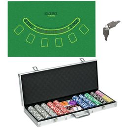 SPORTNOW Pokerkoffer mit 500 Chips silber 56L x 23,5B x 6,5H cm