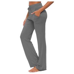 KIKI Haremshose Women's Yoga Trousers with Pockets Wide Leg Drawstring Loose Straight