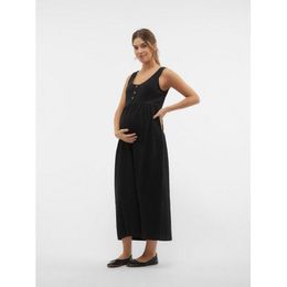 MAMALICIOUS Shirtkleid Langes Maxi Umstandskleid mit U-Ausschnitt (lang) 7235 in Schwarz