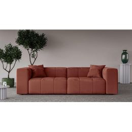 Home Affaire 3-Sitzer ERIZ Big Sofa, XXL, auch in Bouclé, moderne Steppung, incl. 2 Zierkissen, B/T/H: 278/104/70 cm, rot